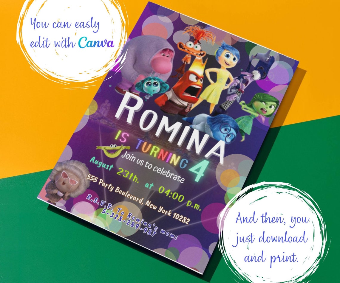 Template of Inside Out Birthday Invitation - Etsy