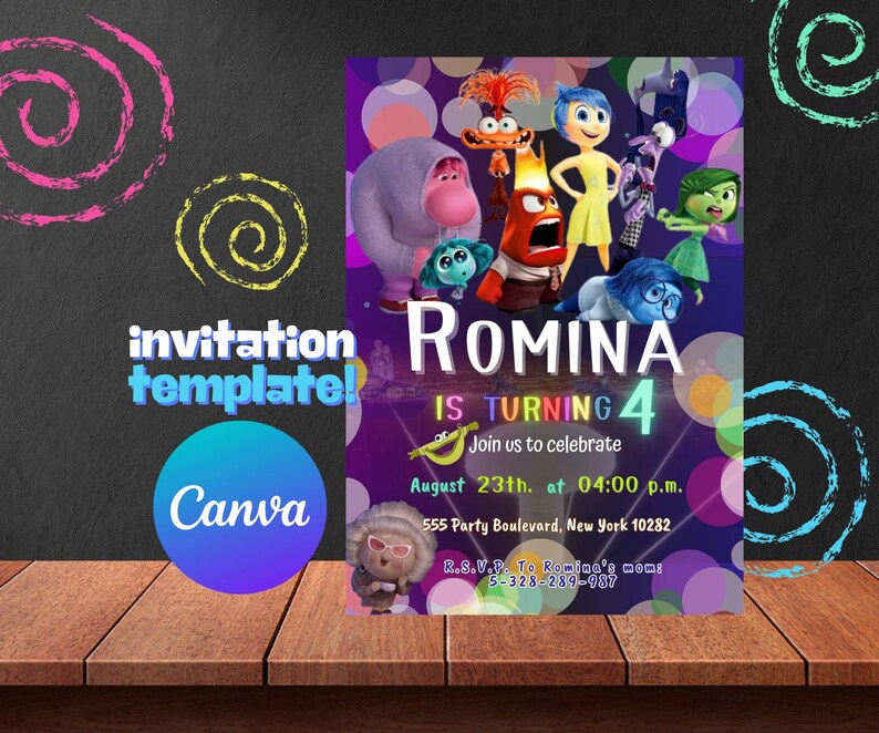 Template of Inside Out Birthday Invitation - Etsy
