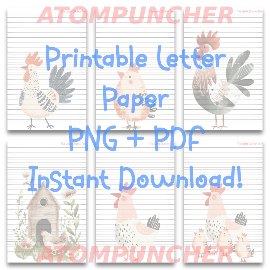 Printable Letter Paper A4 the Little Chicken Family PNG and PDF ...