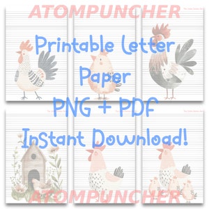 Printable Letter Paper A4 the Little Chicken Family PNG and PDF ...
