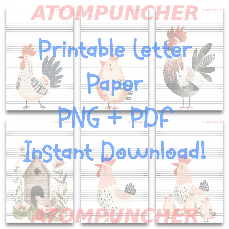 Printable Letter Paper A4 the Little Chicken Family PNG and PDF ...
