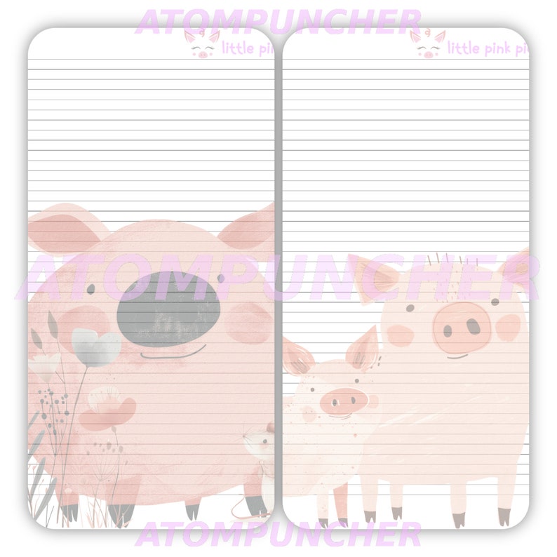 Printable Letter Paper A4 Little Pink Pigs PNG and PDF Printable Lined ...