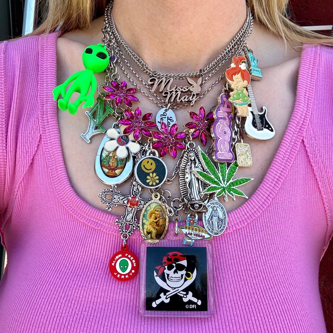 Handmade Upcycled Pendant Layered Chunky Junk Necklace - Etsy