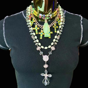 Handmade Upcycled Pendant Layered Chunky Junk Necklace - Etsy