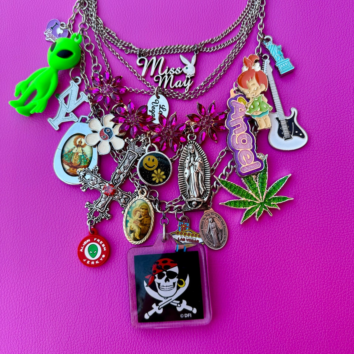 Handmade Upcycled Pendant Layered Chunky Junk Necklace - Etsy