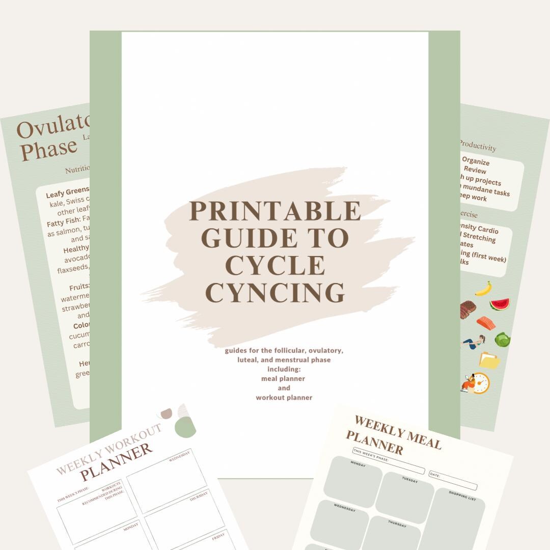 Guide to Cycle Syncing Printable Templates: Nutrition Guide, Exercise ...