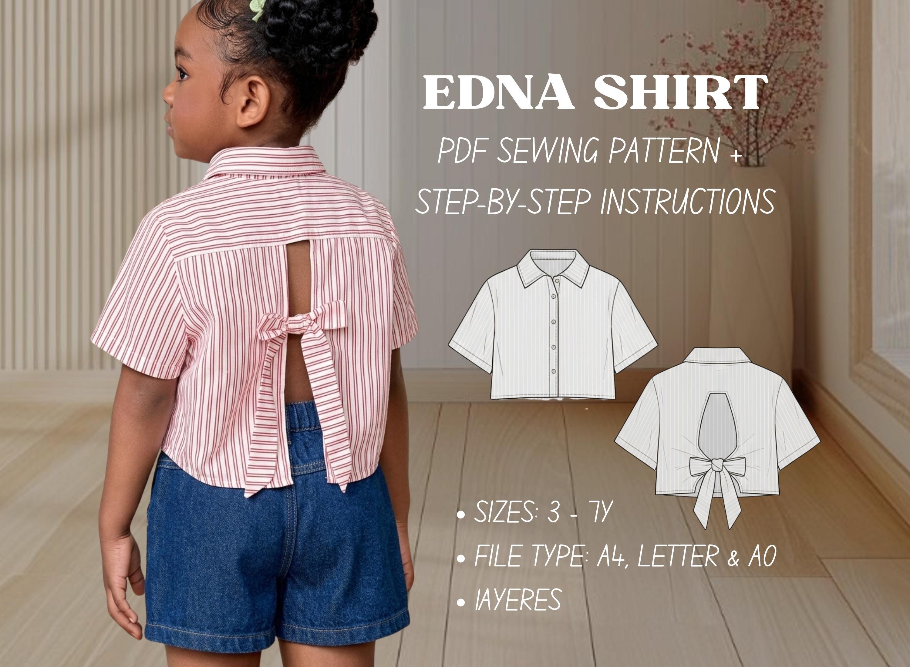 Baby Girl Shirt PDF Sewing Pattern - Back Cut Out- 3Y - 7Y - Etsy