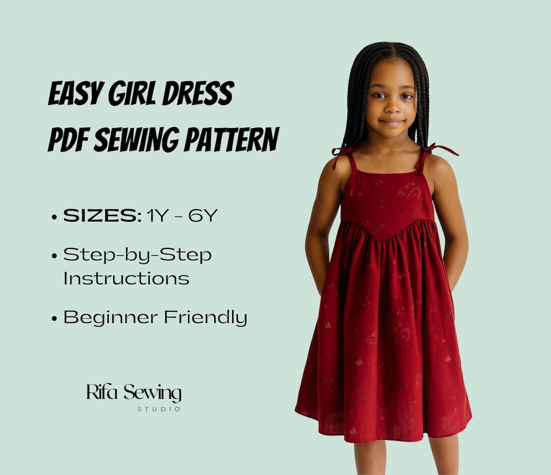 Girls Sundress PDF Sewing Pattern: Easy Beginner Dressmaking (1Y-6Y ...