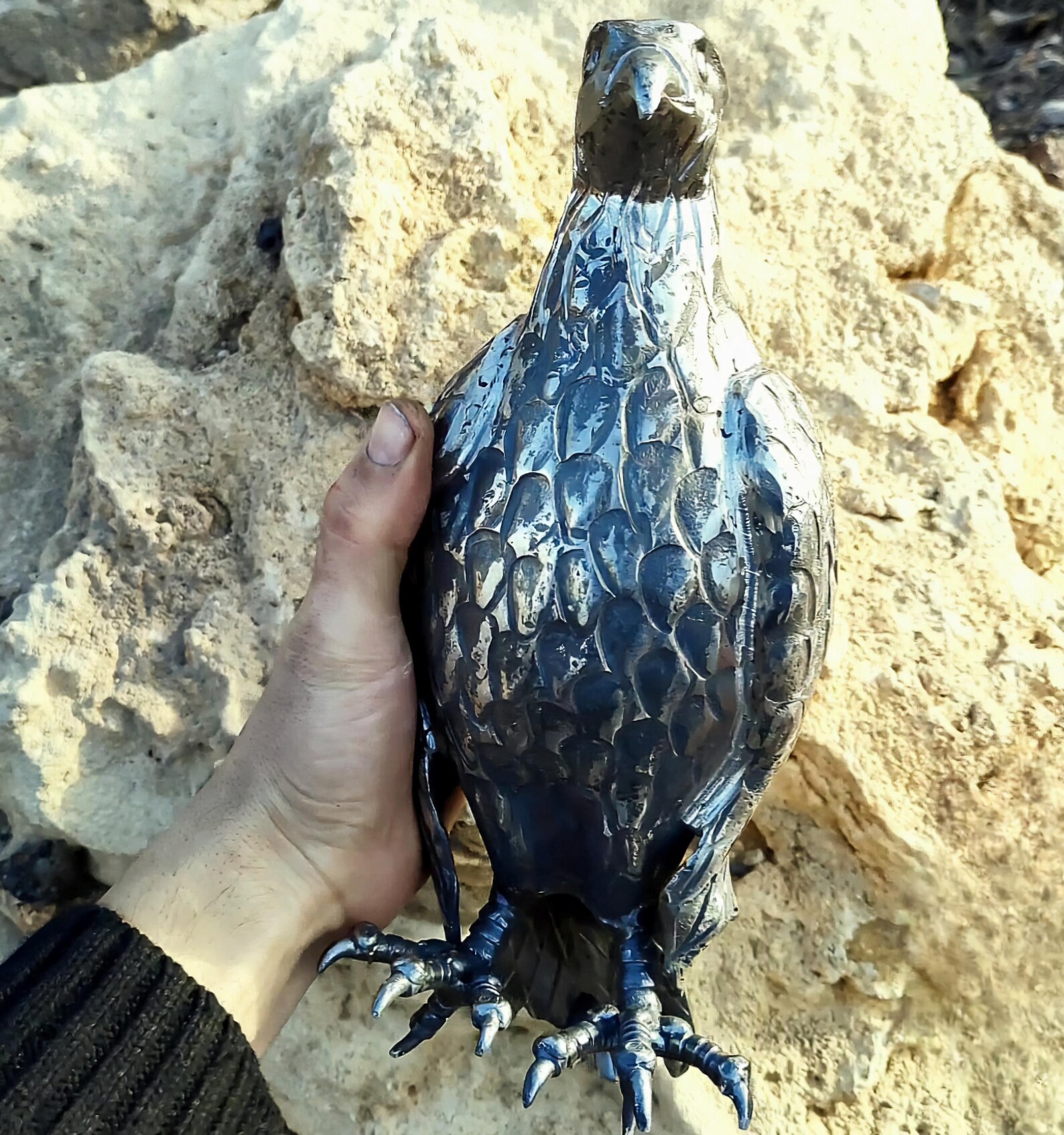 Forged Metal Falcon, Metal Bird of Prey Sculpture for Garden or Home ...