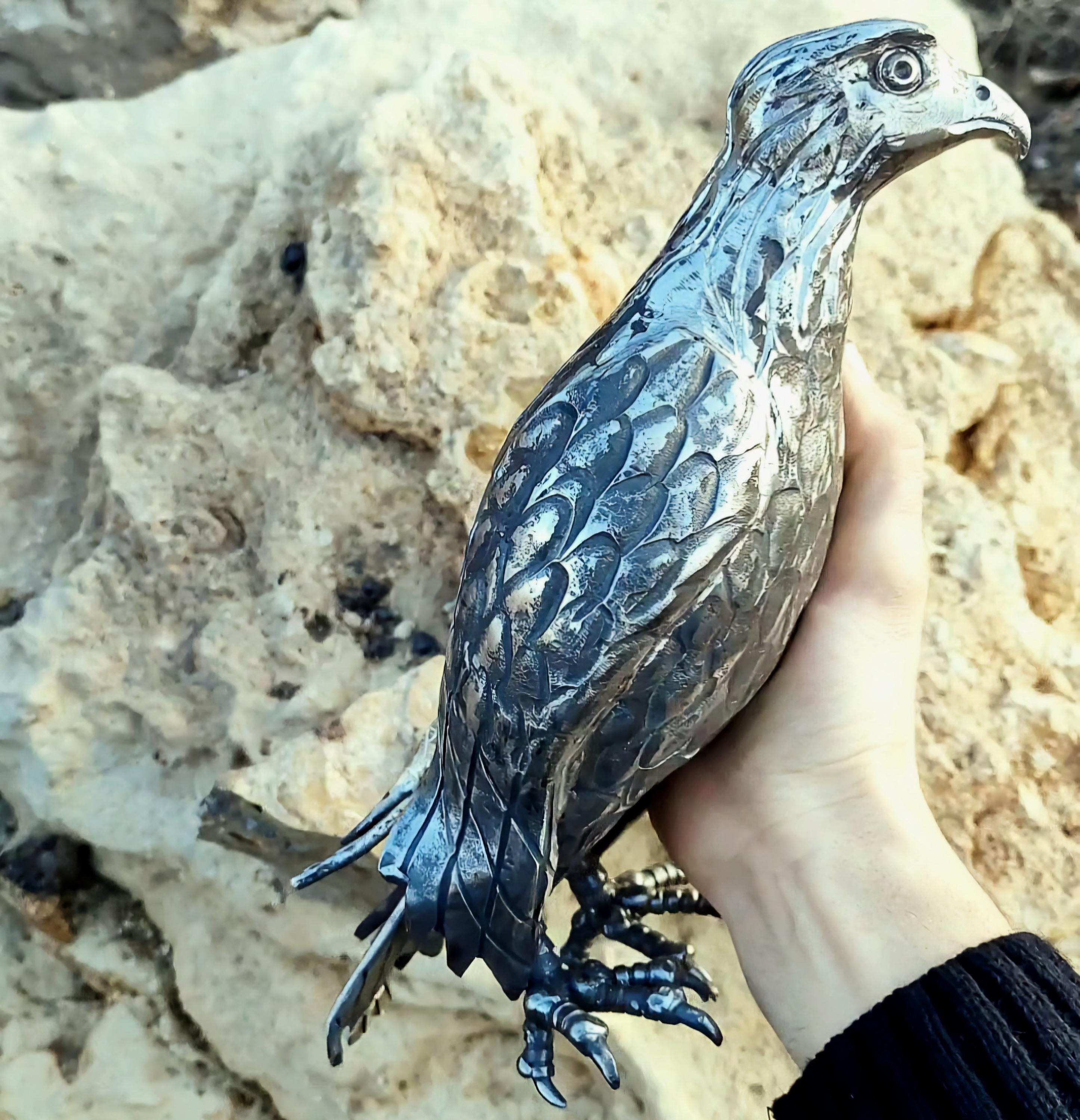 Forged Metal Falcon, Metal Bird of Prey Sculpture for Garden or Home ...