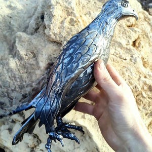 Forged Metal Falcon, Metal Bird of Prey Sculpture for Garden or Home ...