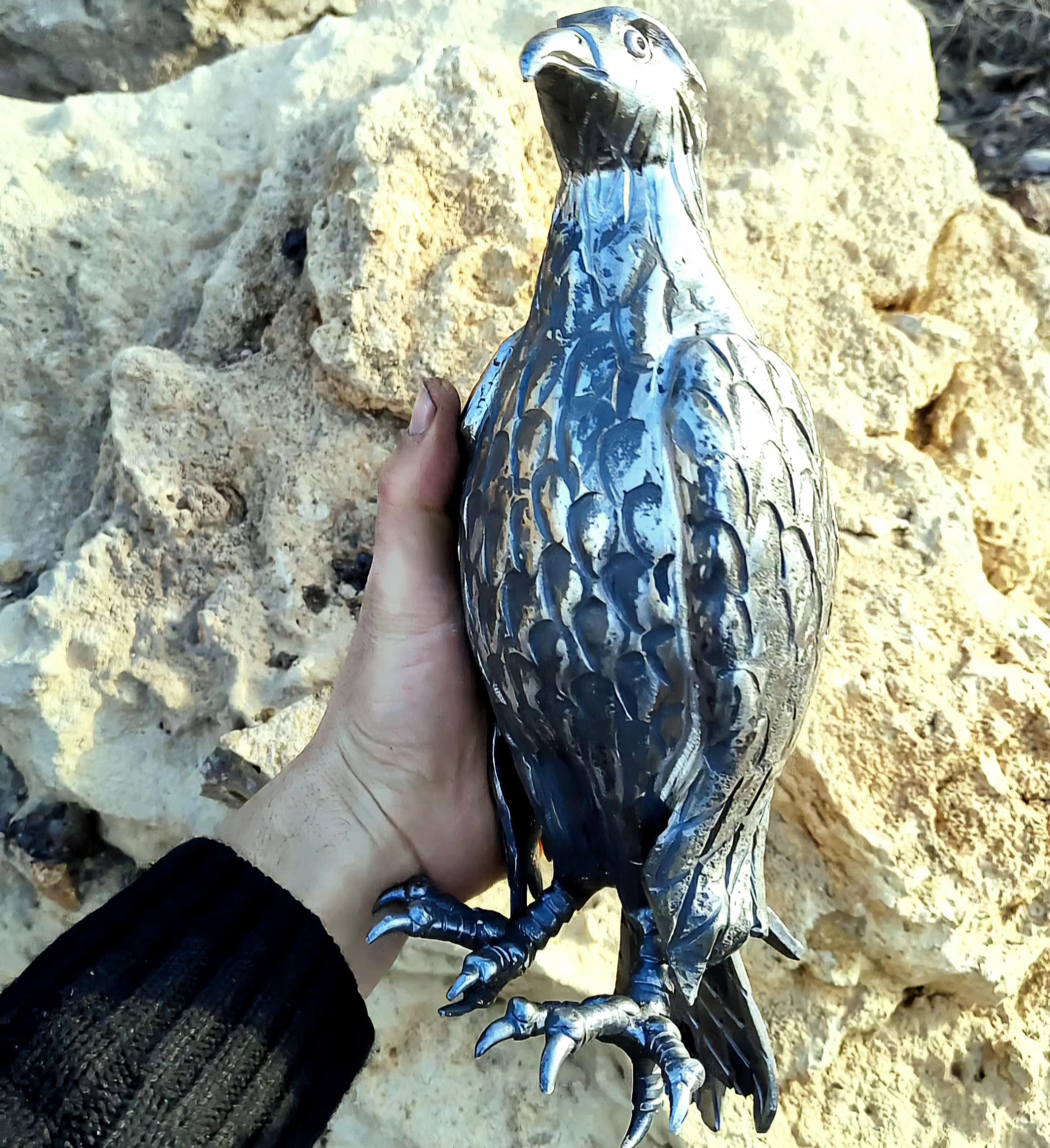Forged Metal Falcon, Metal Bird of Prey Sculpture for Garden or Home ...