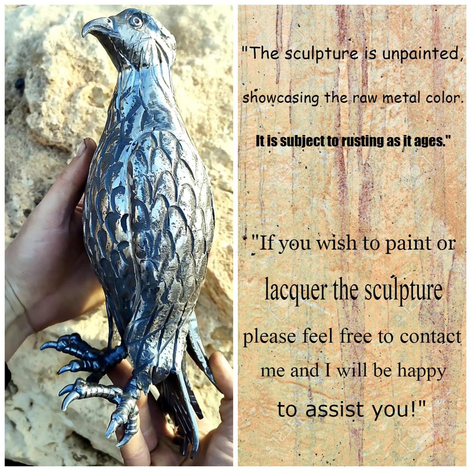 Forged Metal Falcon, Metal Bird of Prey Sculpture for Garden or Home ...