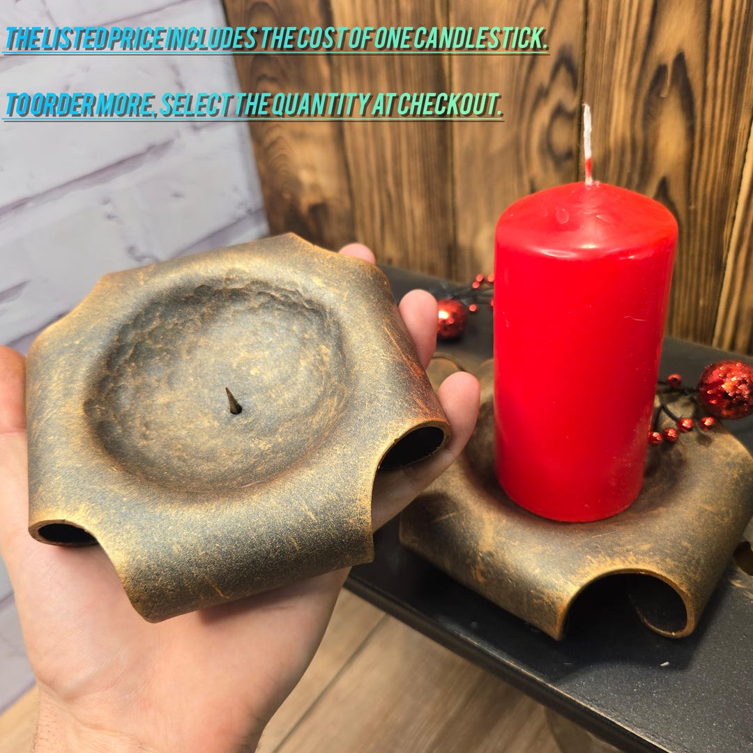 Forged Iron Candle Holder for 2-3 Inch Diameter Pillar Candles ...