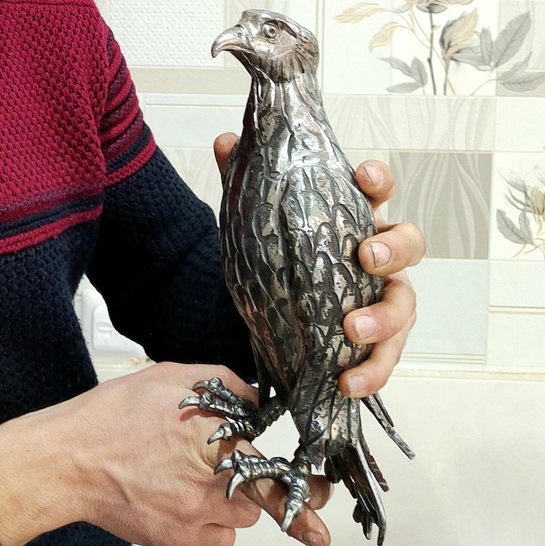 Forged Metal Falcon, Metal Bird of Prey Sculpture for Garden or Home ...