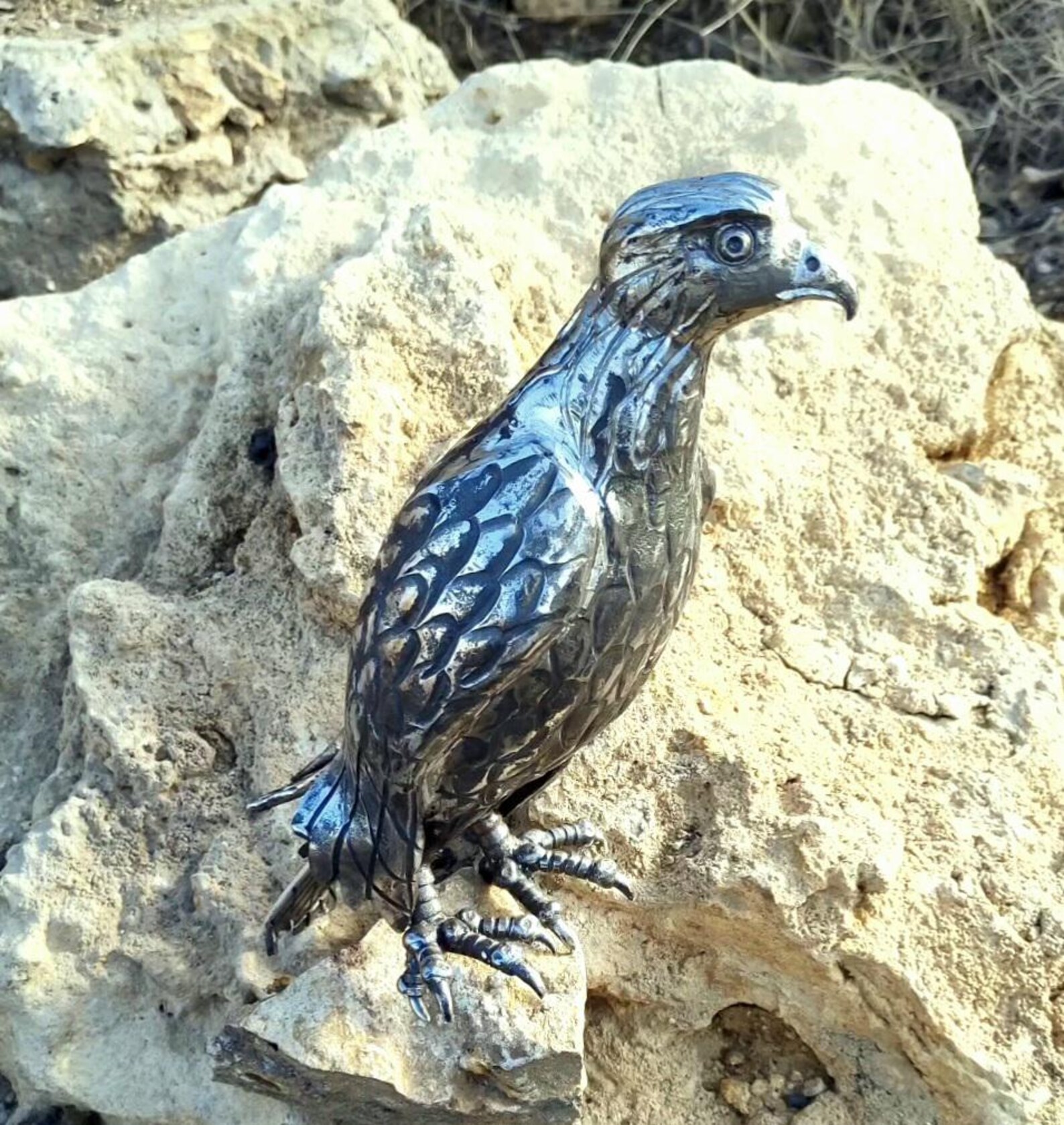 Forged Metal Falcon, Metal Bird of Prey Sculpture for Garden or Home ...
