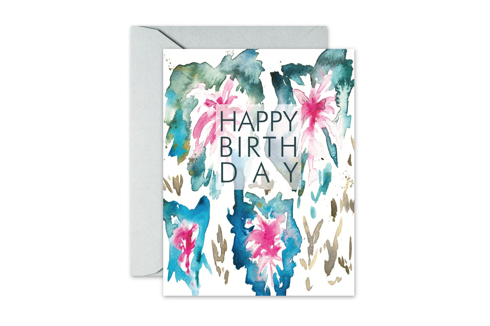 HAPPY BIRTHDAY Aqua Caladium Watercolor Greeting Card/ Birthday - Etsy
