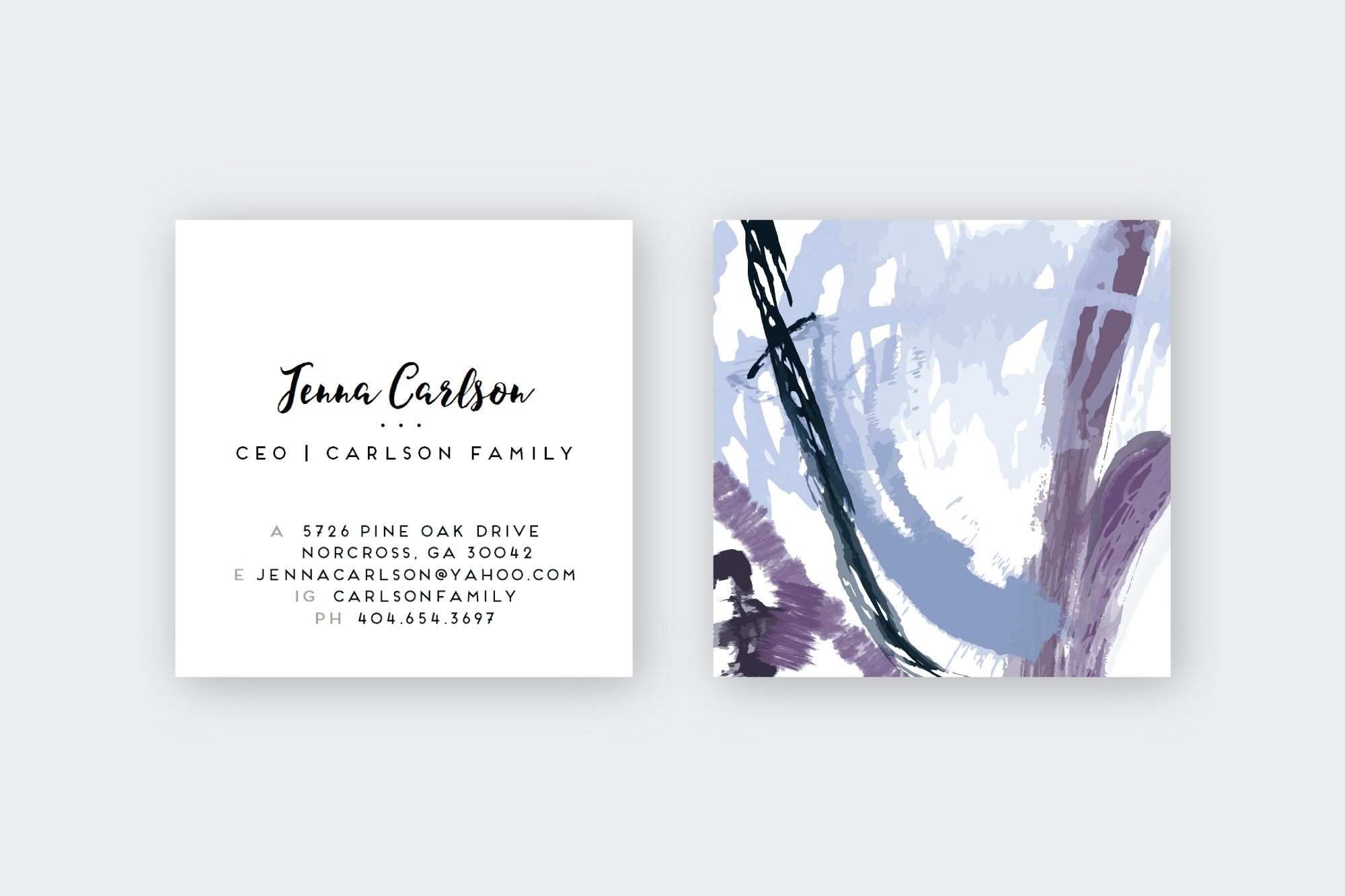 Abstract Periwinkle Plum Indigo Calling Cards 15 - Etsy