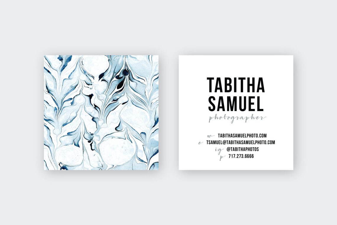 Indigo Marble Calling Cards Business Cards Blogger Cards Set 50 - Etsy