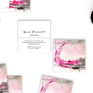 Abstract Pink Grey Watercolor Calling Cards 12 Business Cards Blogger ...