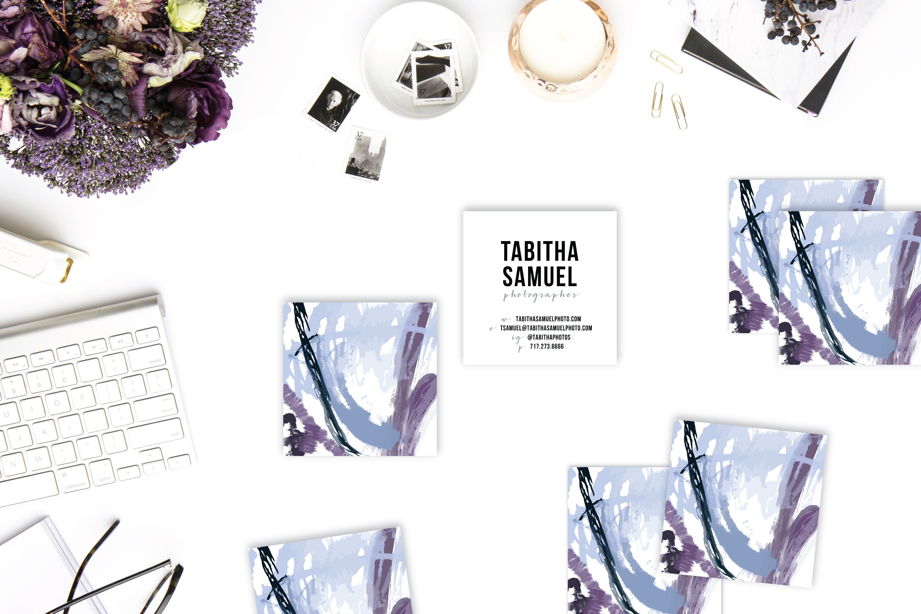 Abstract Periwinkle Plum Indigo Calling Cards 15 - Etsy