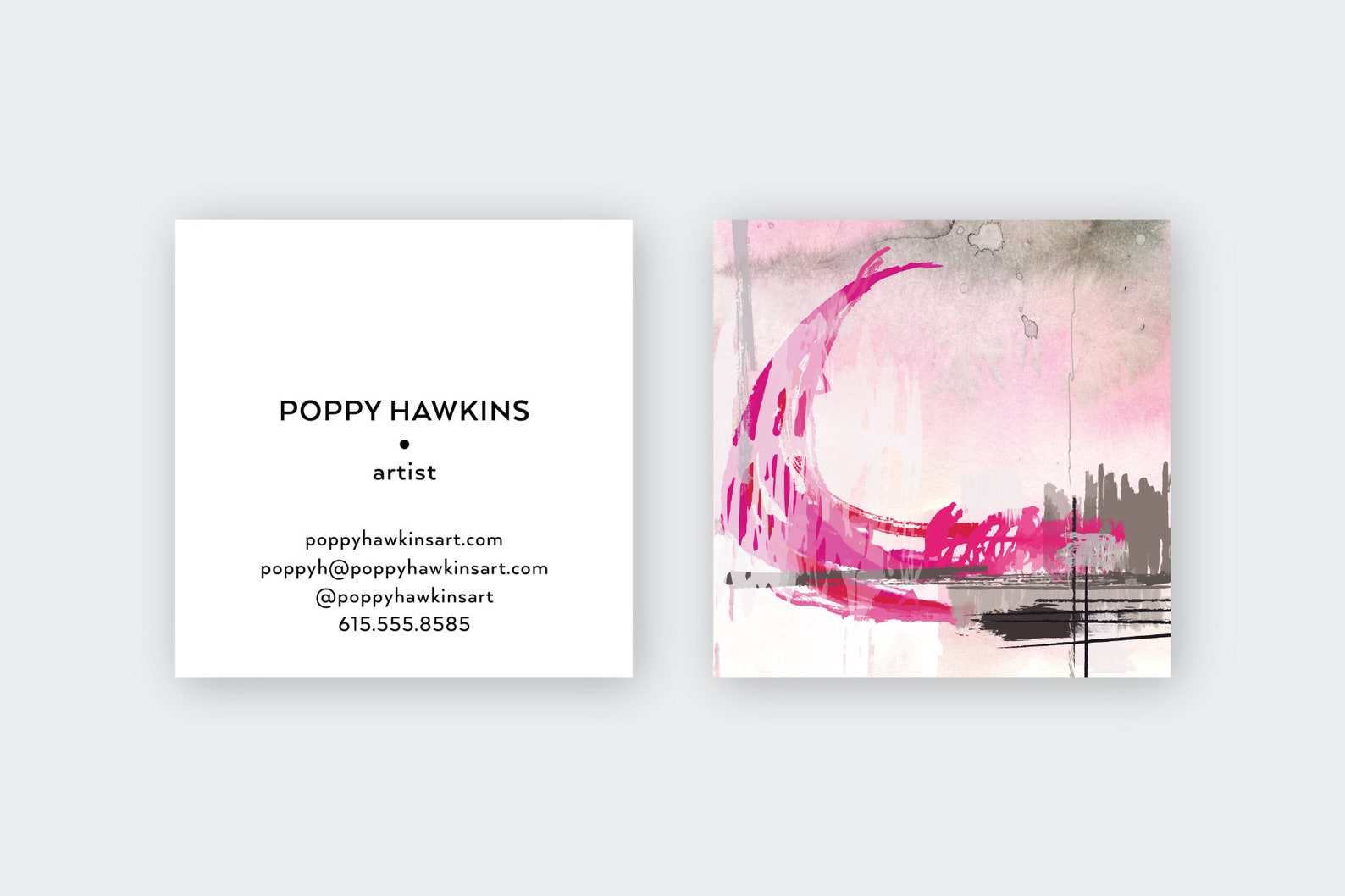 Abstract Pink Grey Watercolor Calling Cards 12 Business Cards Blogger ...