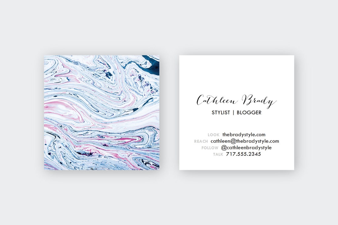 Indigo Pink Boho I Marble Calling Cards Business Cards Blogger Cards ...