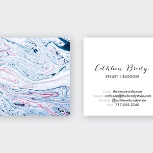 Indigo Pink Boho I Marble Calling Cards Business Cards Blogger Cards ...