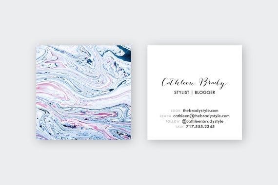 Indigo Pink Boho I Marble Calling Cards Business Cards | Etsy