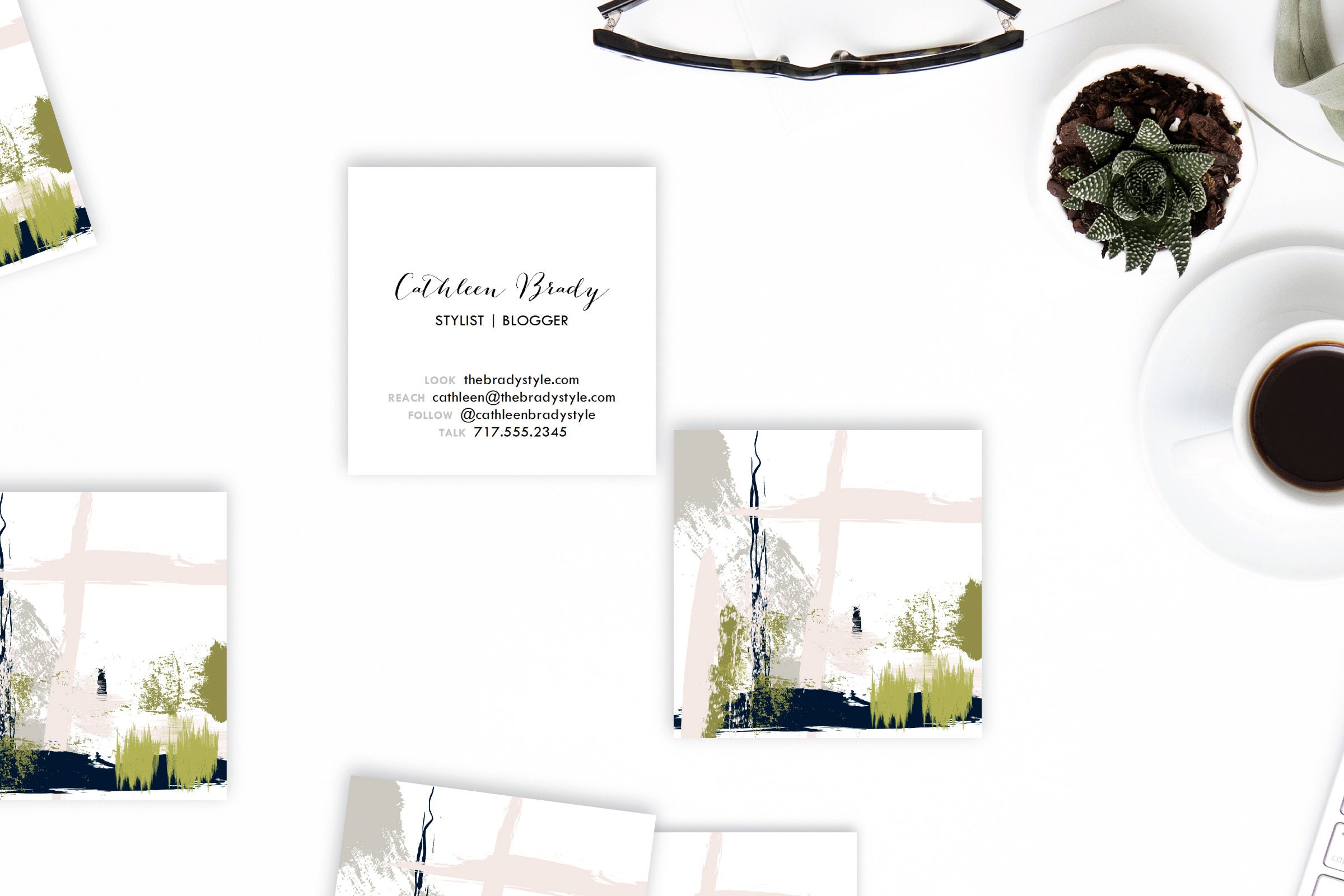 Abstrakte Indigo Blush Calling Cards 2 Visitenkarten - Etsy.de