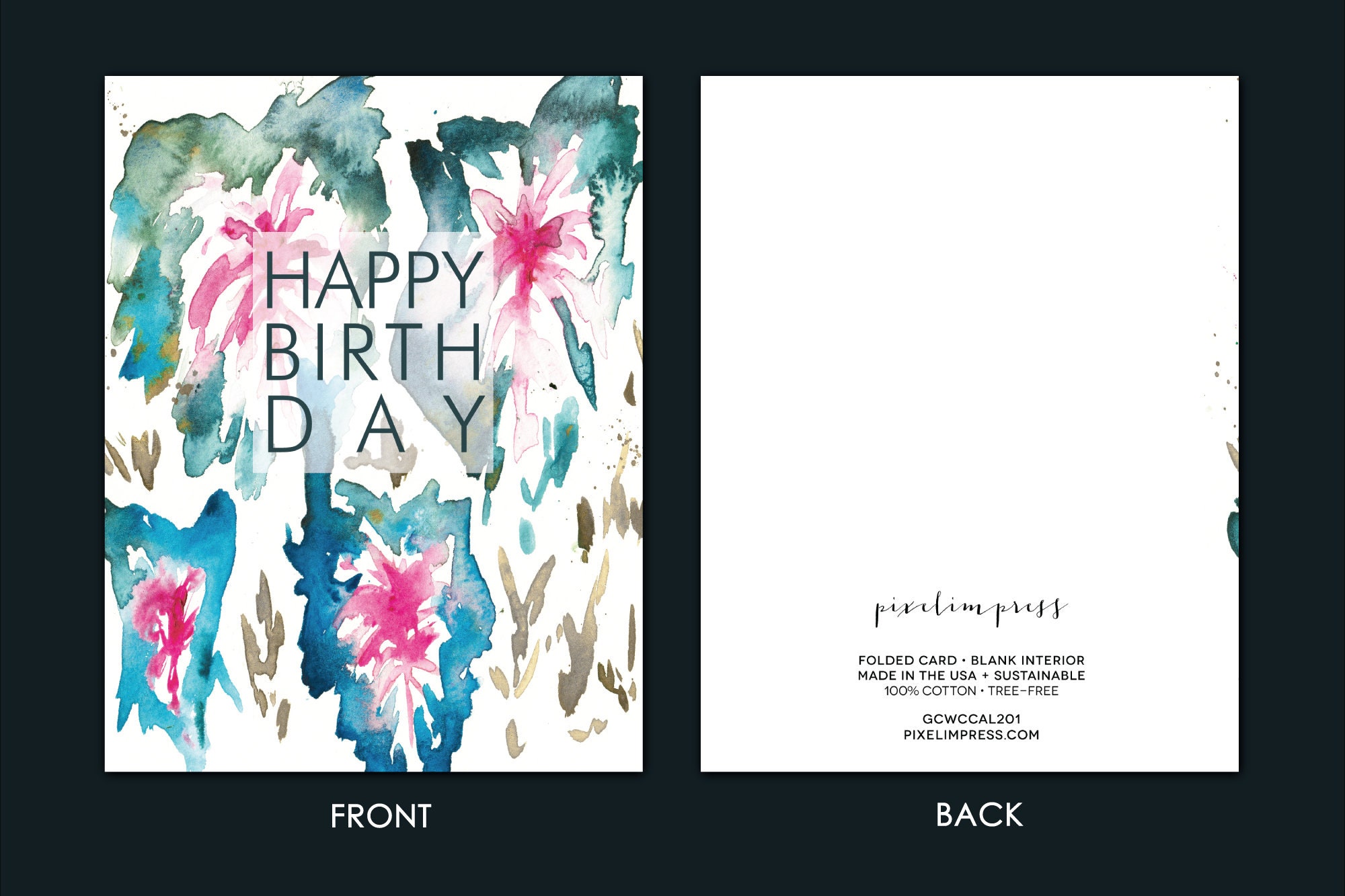 HAPPY BIRTHDAY Aqua Caladium Watercolor Greeting Card/ Birthday - Etsy