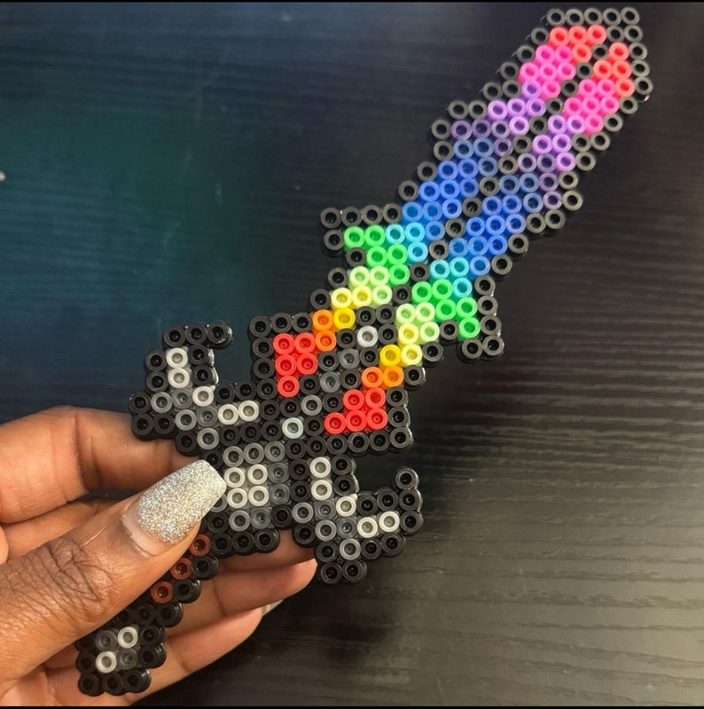Rainbow Sword Perler Magnet Kandi Necklace - Etsy