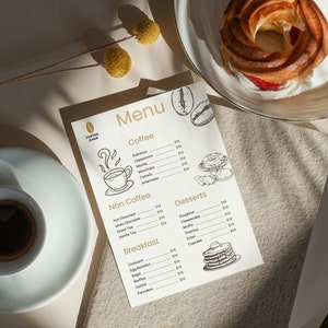 Elegant Cafe Menu Template, Instant Canva Download for Restaurants and ...