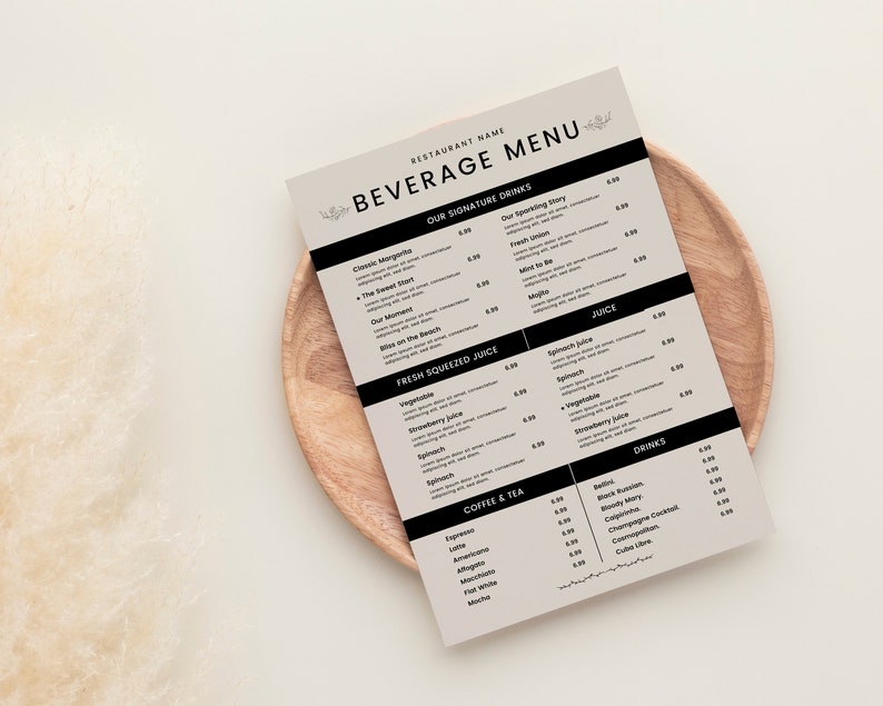 Personalize Your Cafe Menu! Custom Design Template, Editable Digital ...