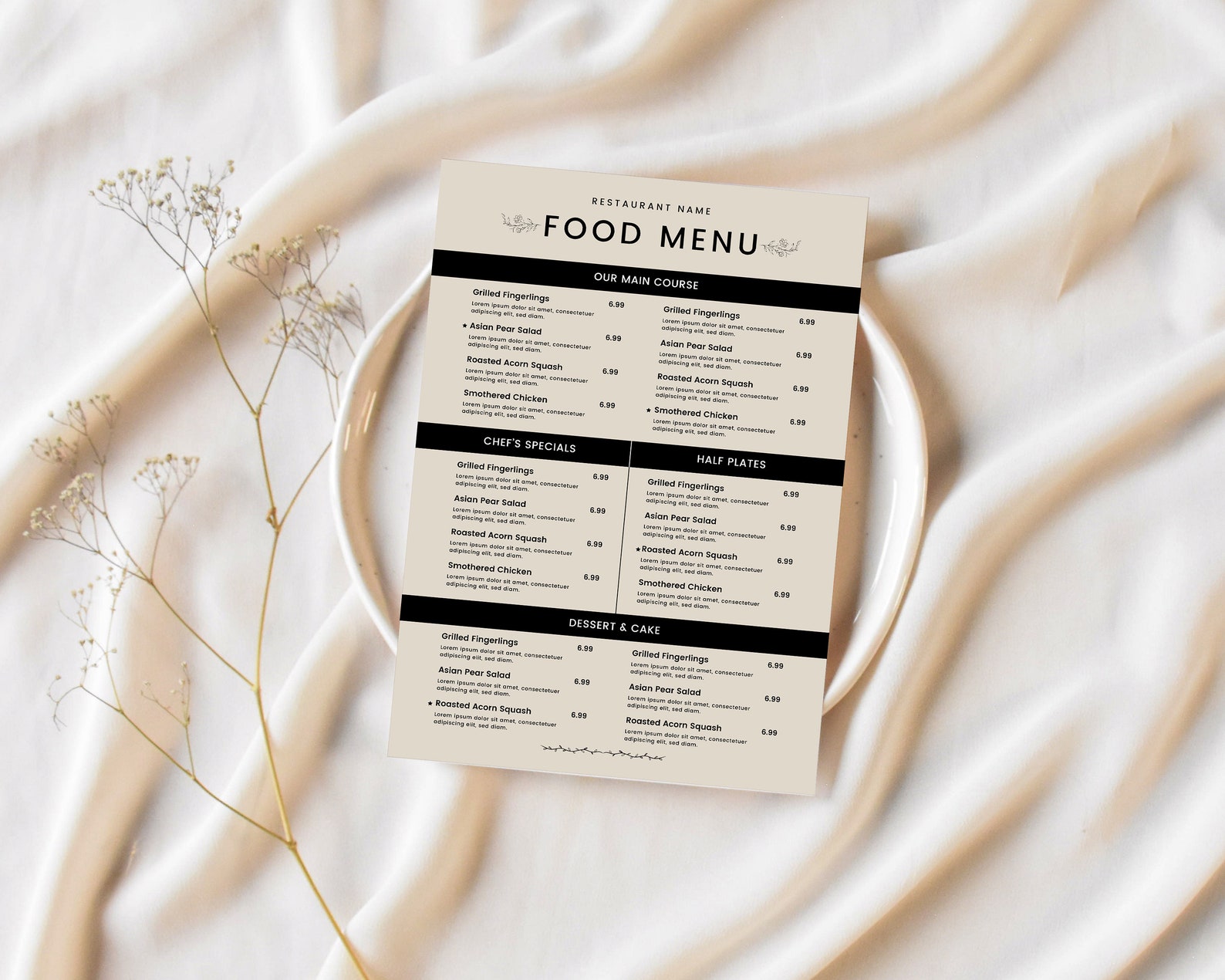 Professional Restaurant Menu Template for Canva | Instant Download ...