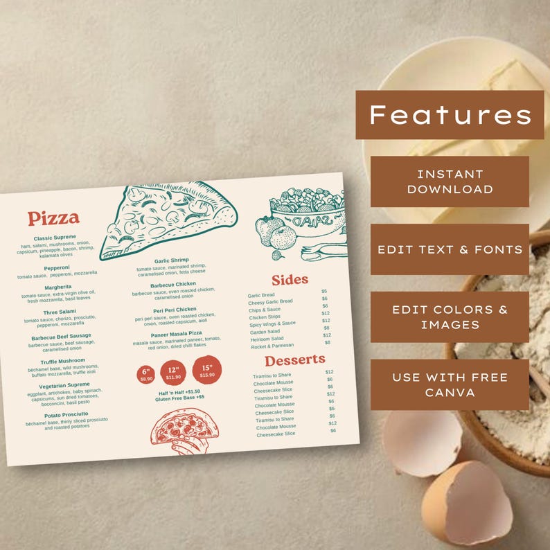 Fast Food Menu Template for Canva | Customizable Brochure Design - Etsy