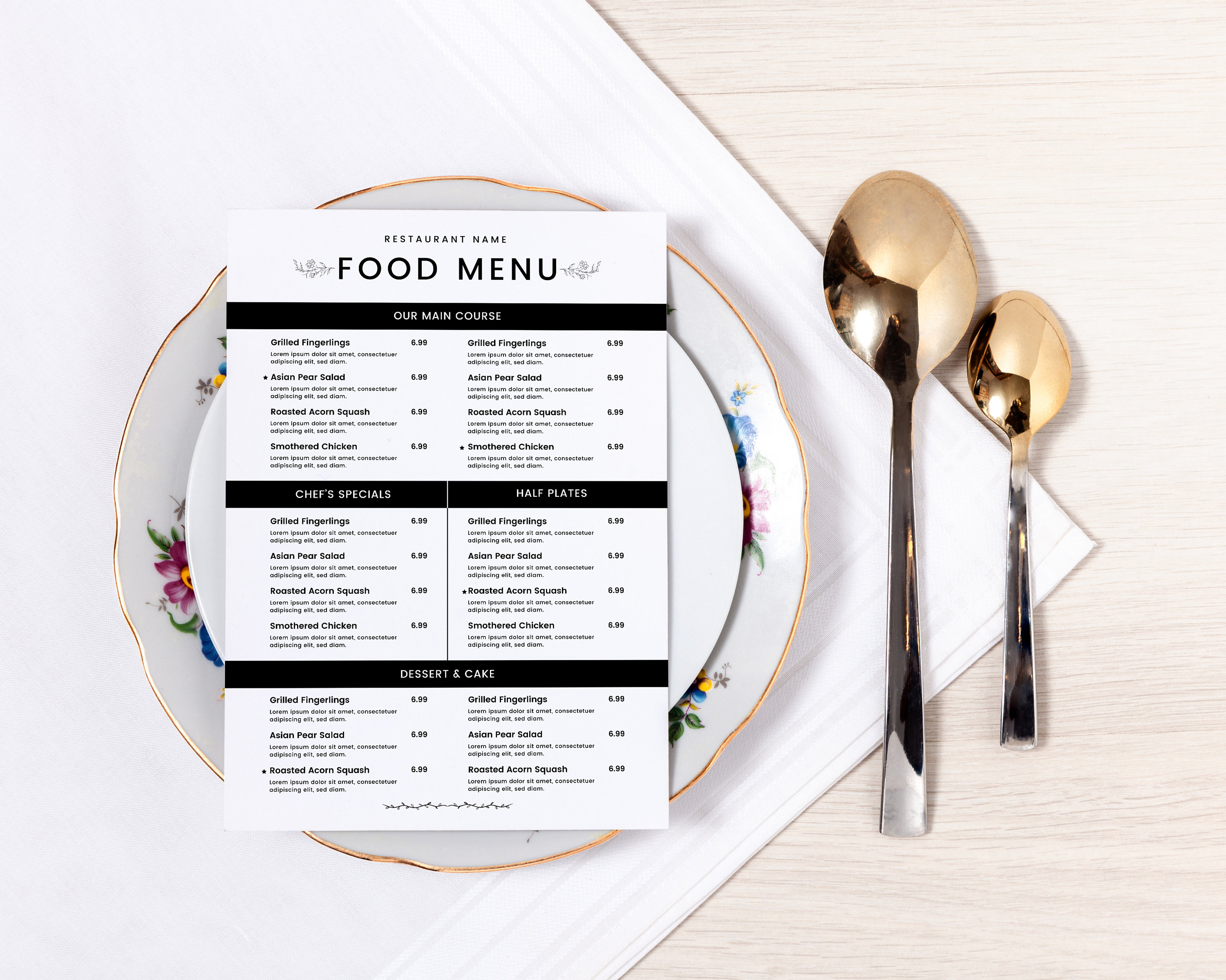 Professional Restaurant Menu Template for Canva | Instant Download ...
