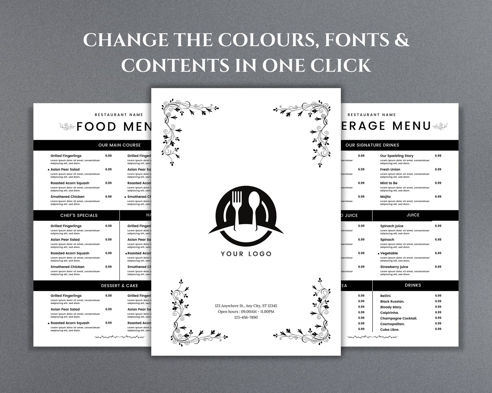 Personalize Your Cafe Menu! Custom Design Template, Editable Digital ...