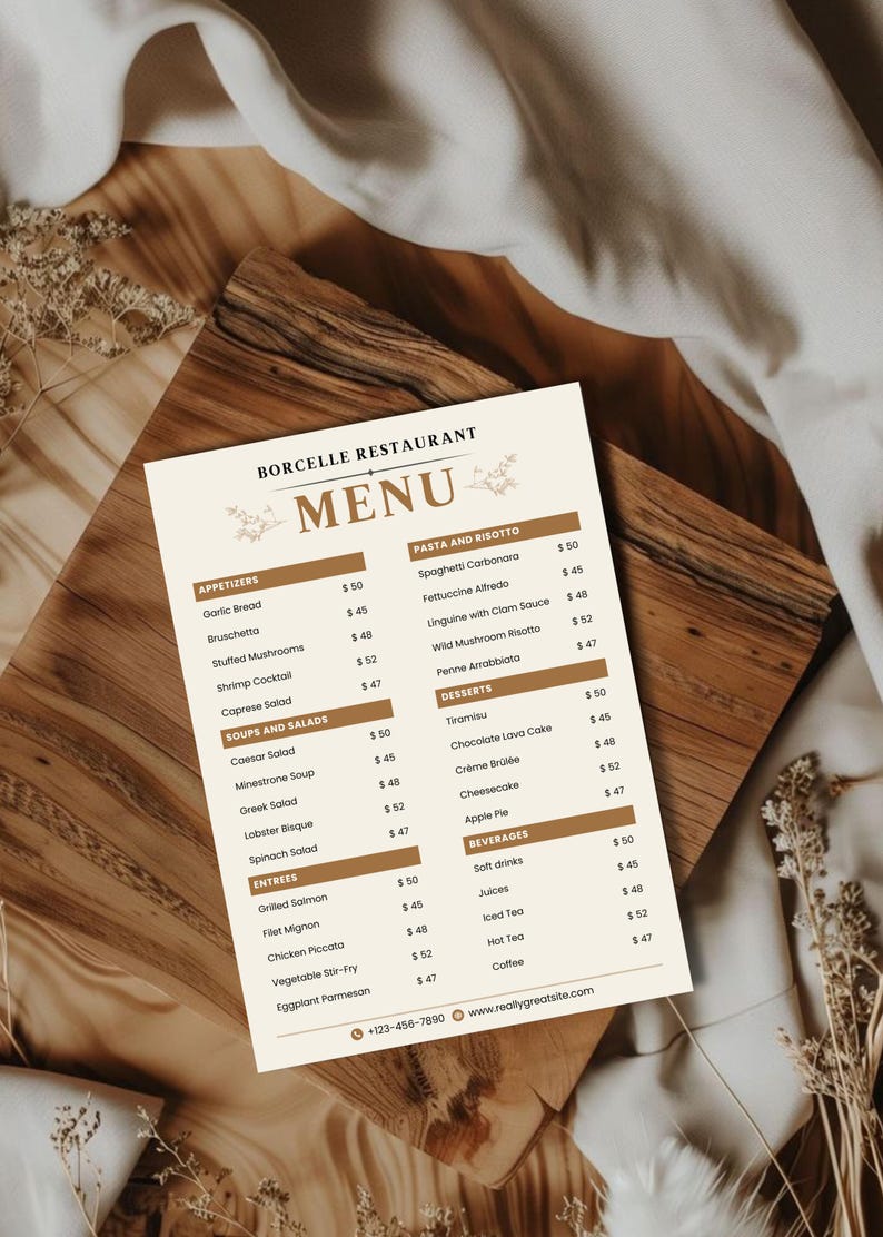 Restaurant Menu Template for Canva | Elegant & Customizable Menu Design ...