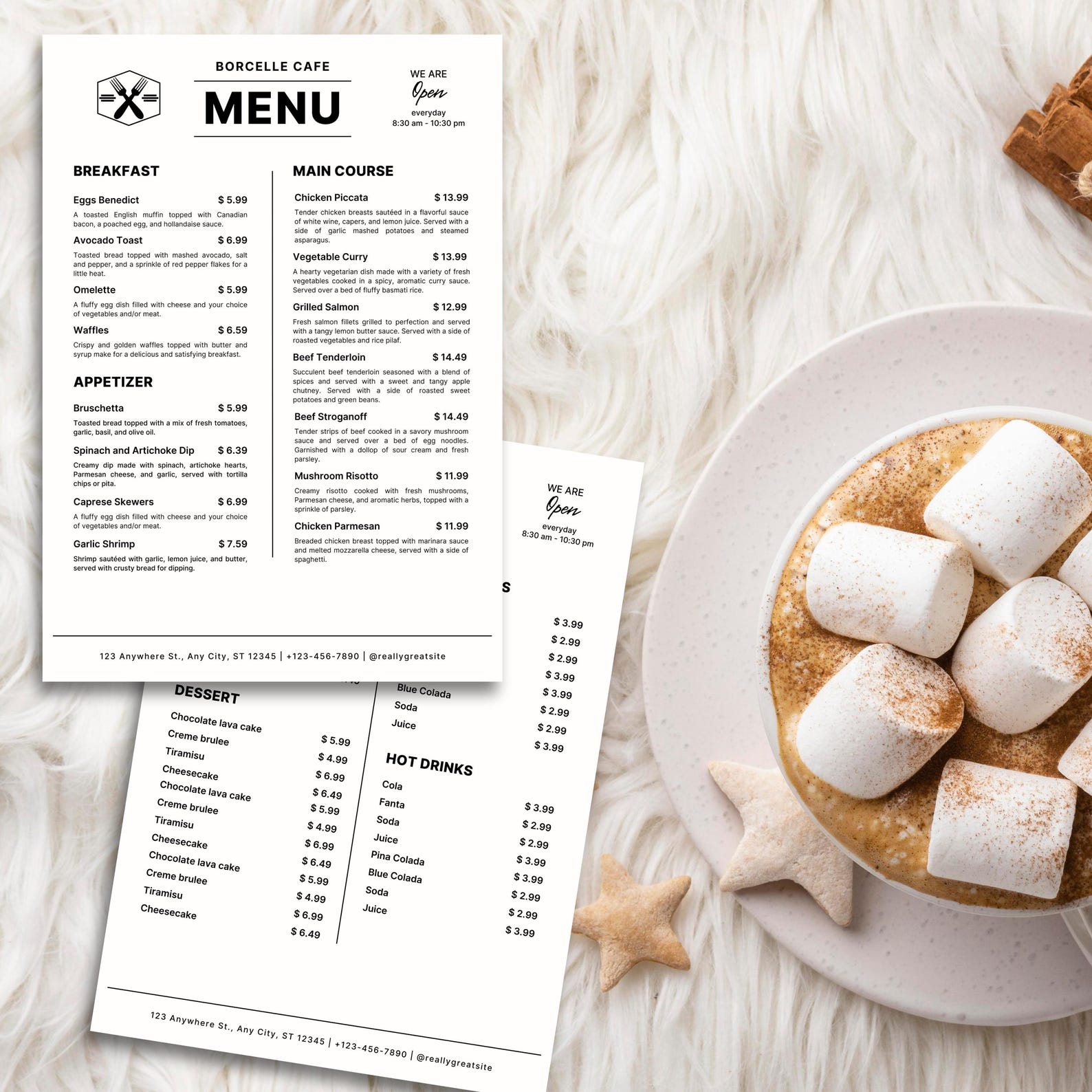 Customizable Minimalistic Cafe Menu Card - Instant Download - Price ...