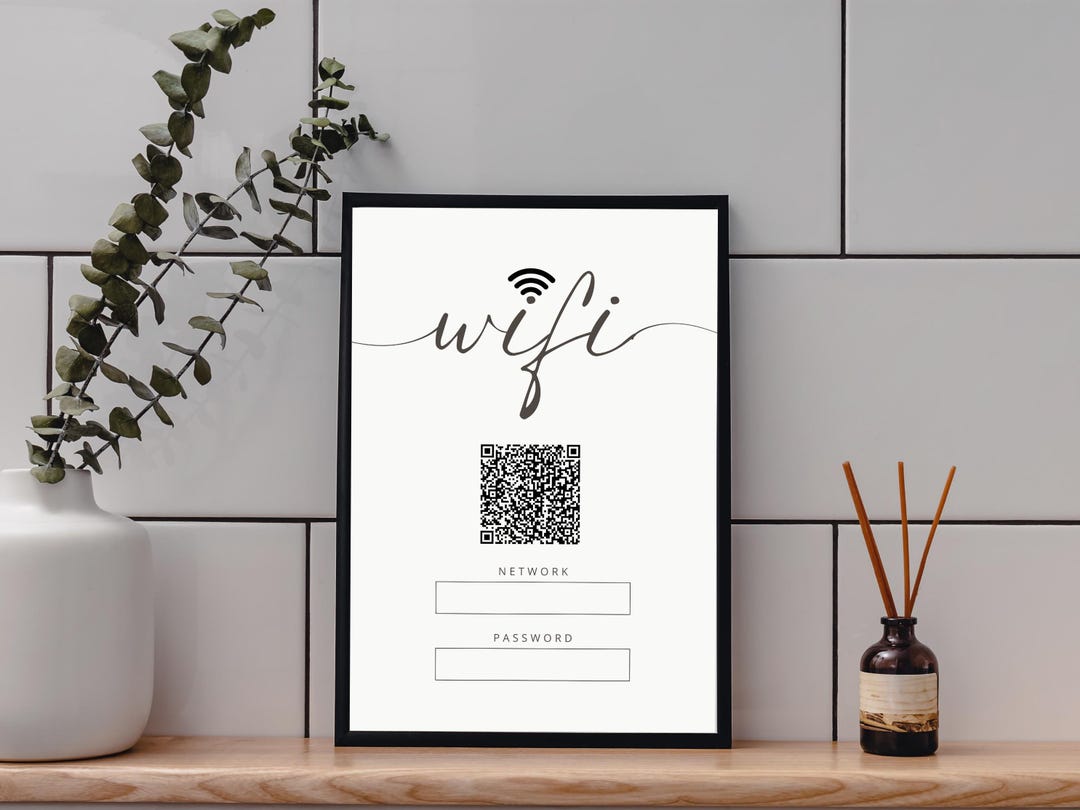 Elegant Guest Wi-fi Sign Template for Canva | Instant Download ...