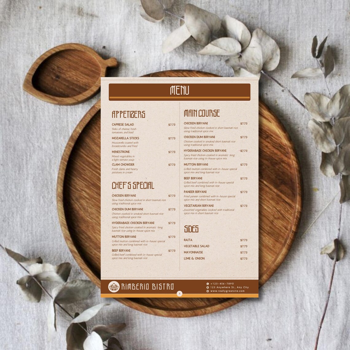 Minimalist Restaurant Menu Card Template - Instant Download Canva ...