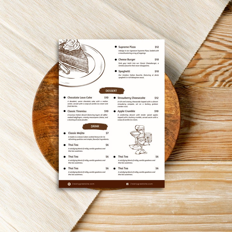Editable Restaurant Menu Card Template - Instant Download, Customizable ...