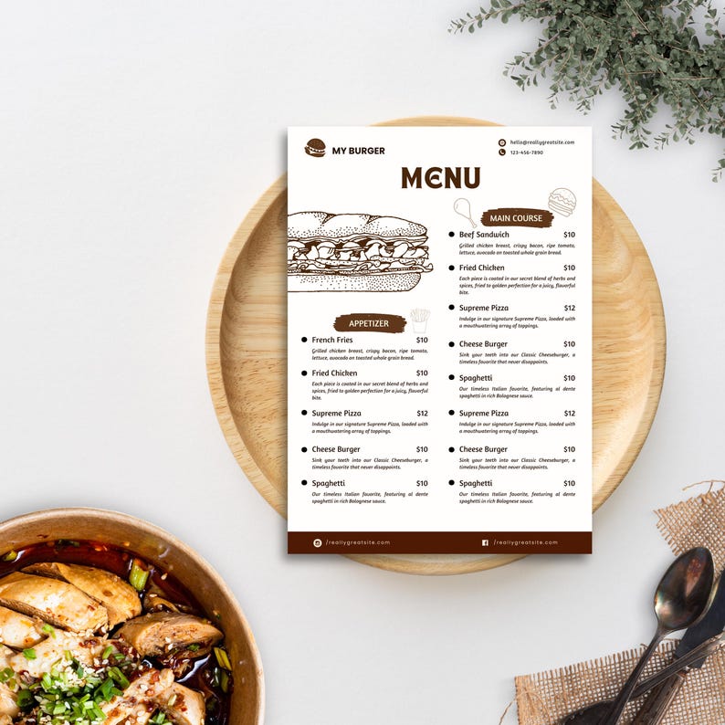 Editable Restaurant Menu Card Template - Instant Download, Customizable ...