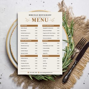 Restaurant Menu Template for Canva | Elegant & Customizable Menu Design ...