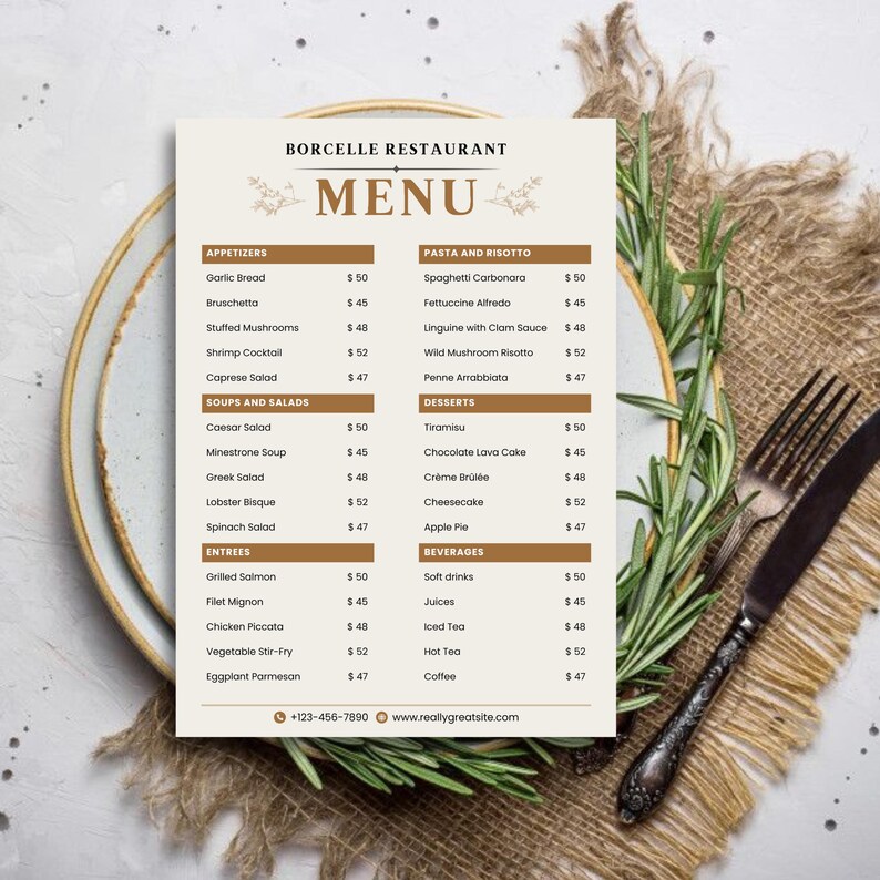 Restaurant Menu Template for Canva | Elegant & Customizable Menu Design ...