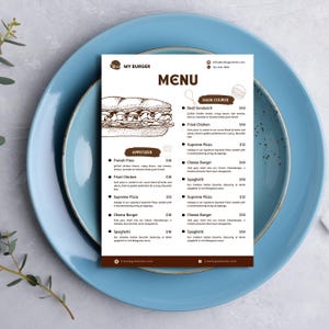 Editable Restaurant Menu Card Template - Instant Download, Customizable ...