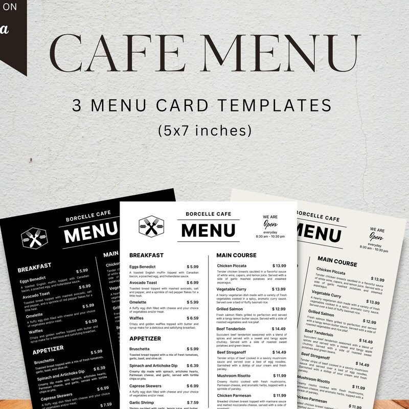 Cafe Menu - Etsy