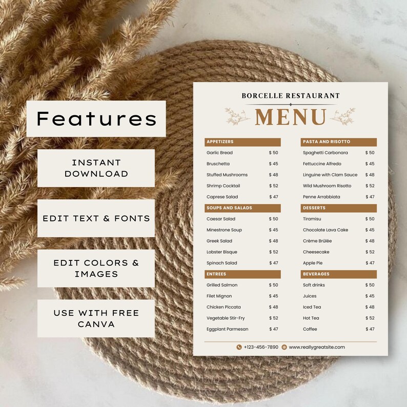 Restaurant Menu Template for Canva | Elegant & Customizable Menu Design ...