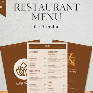Minimalist Restaurant Menu Card Template - Instant Download Canva ...